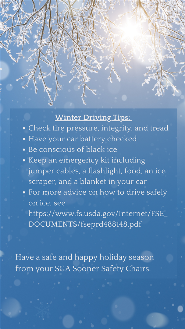 Sooner Safety Winter Weather Driving Tips - Students